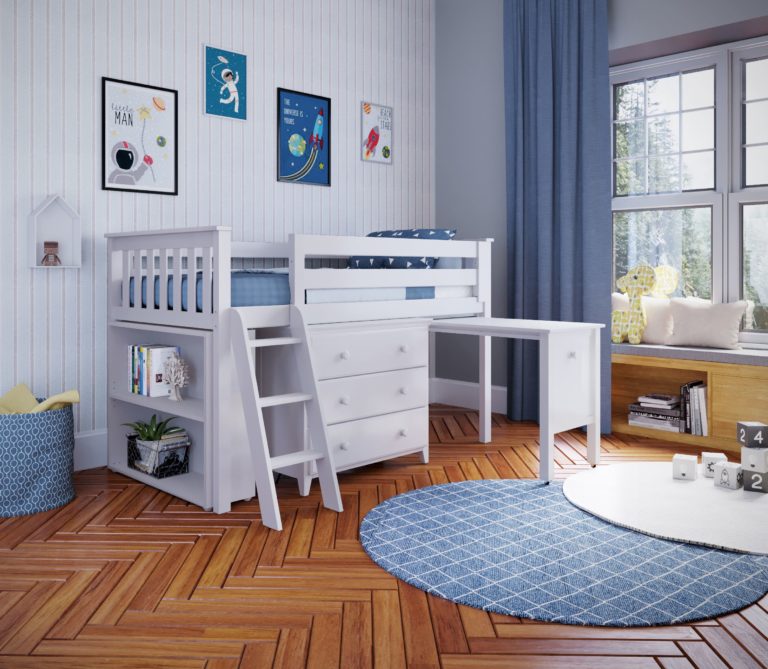 Jackpot Windsor All-In-One Loft Bed in White – Kids Furniture In Los ...